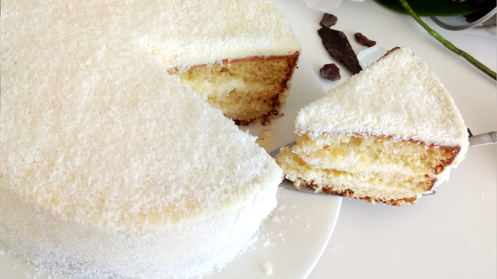Tarta de coco con crema de coco